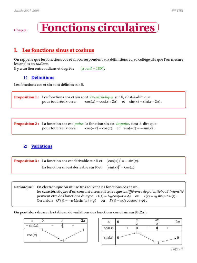 Fonctions et équations trigonométriques | PDF | Fonction ...