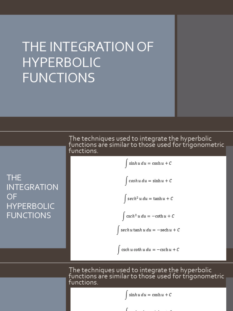 The Integration of Hyperbolic Functions and General Power Formula | PDF ...