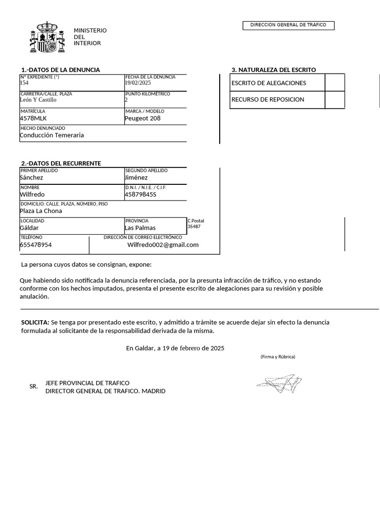 Impreso Aleg Recurso | PDF