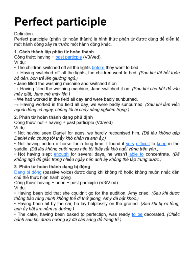 Perfect Participle | PDF
