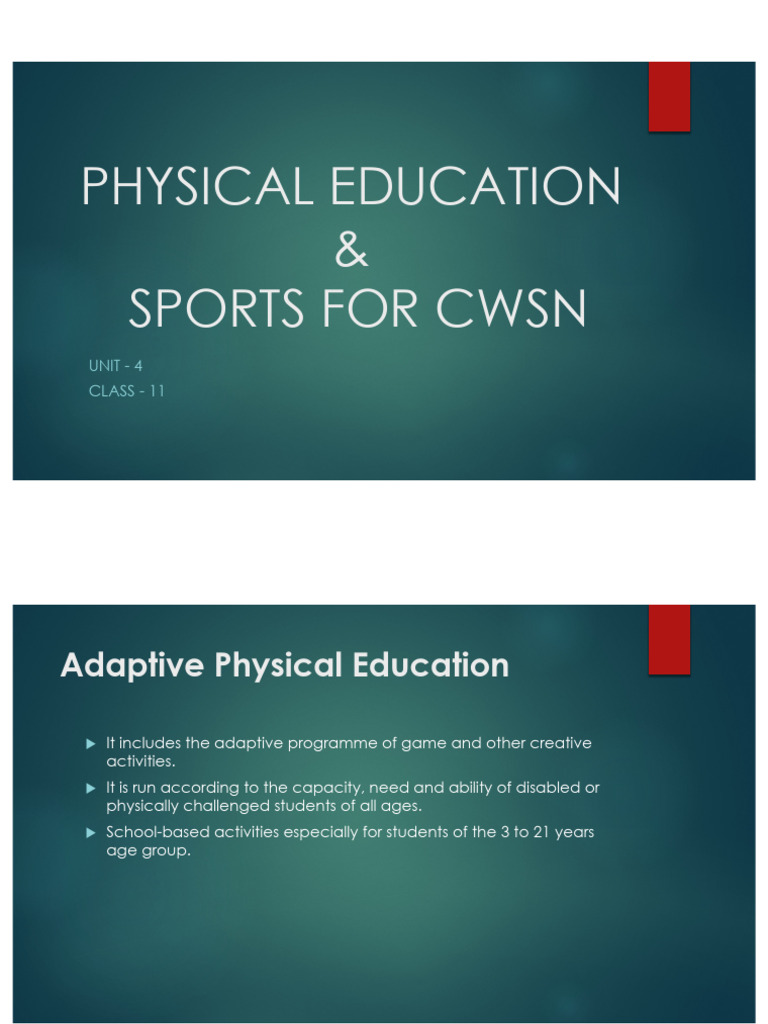 Adaptive Physical Education for CWSN | PDF | Intellectual Disability ...