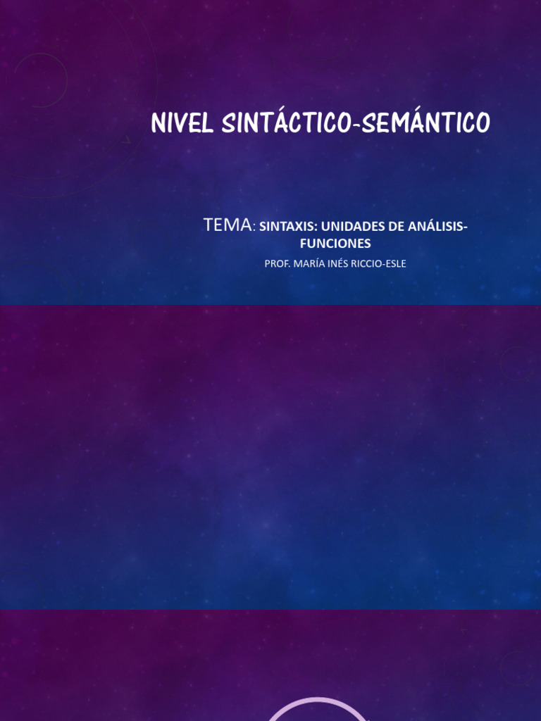 Presentación-Sintaxis-Nivel 1-1 | PDF | Palabra | Predicado (Gramática)