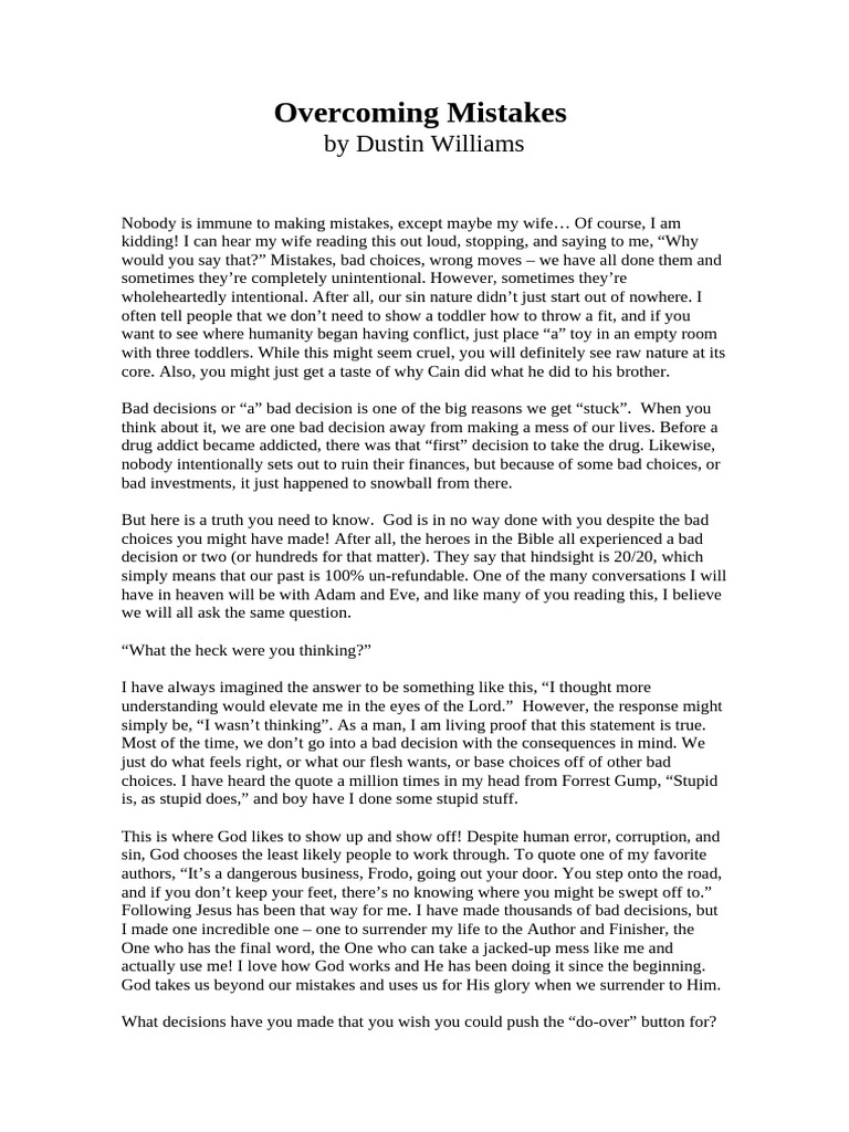 Overcoming Bad Decisions with Faith | PDF | Religious Belief And Doctrine