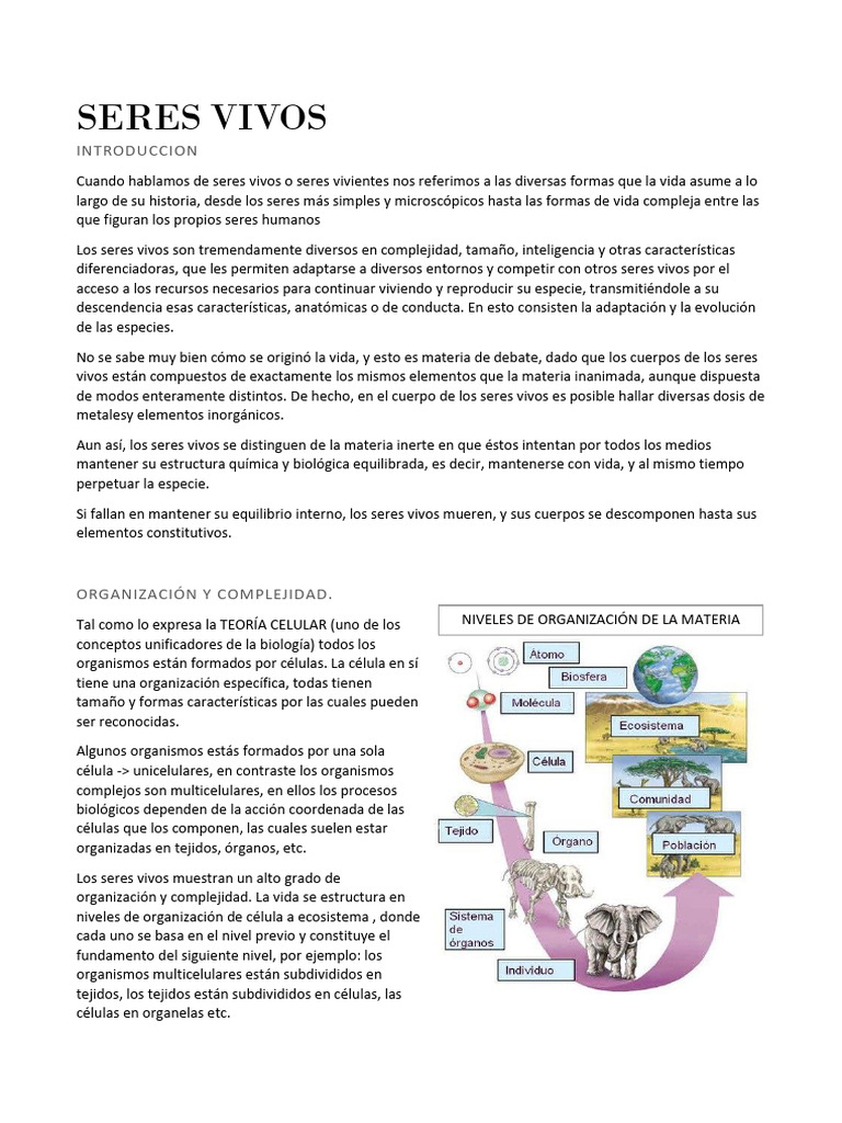 Seres Vivos | PDF | Organismos | Biología Celular)