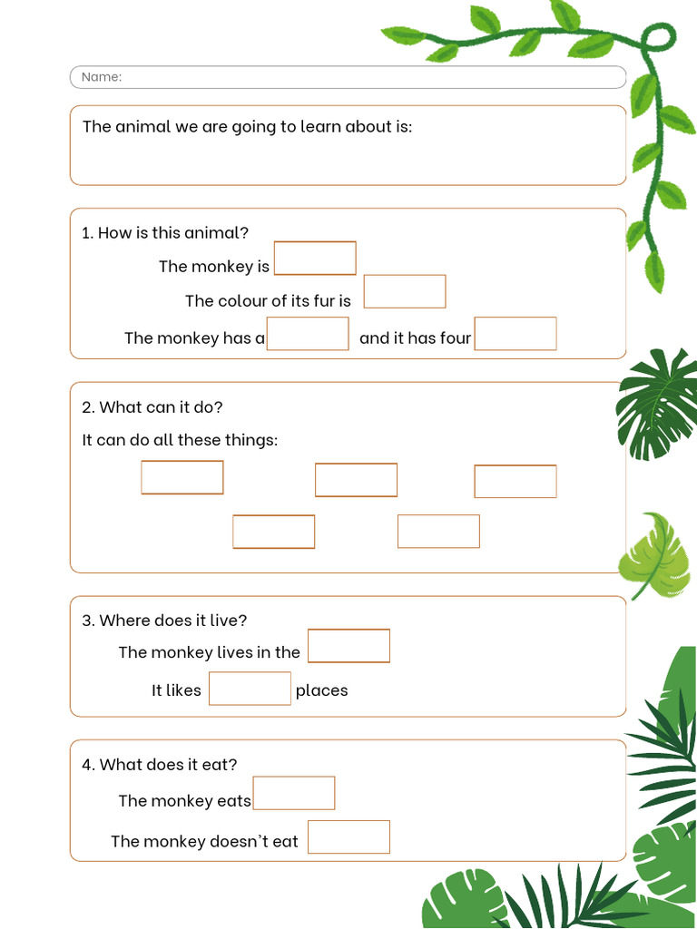 Monkey Fact Sheet Answers - 20250208 - 170659 - 0000 | PDF