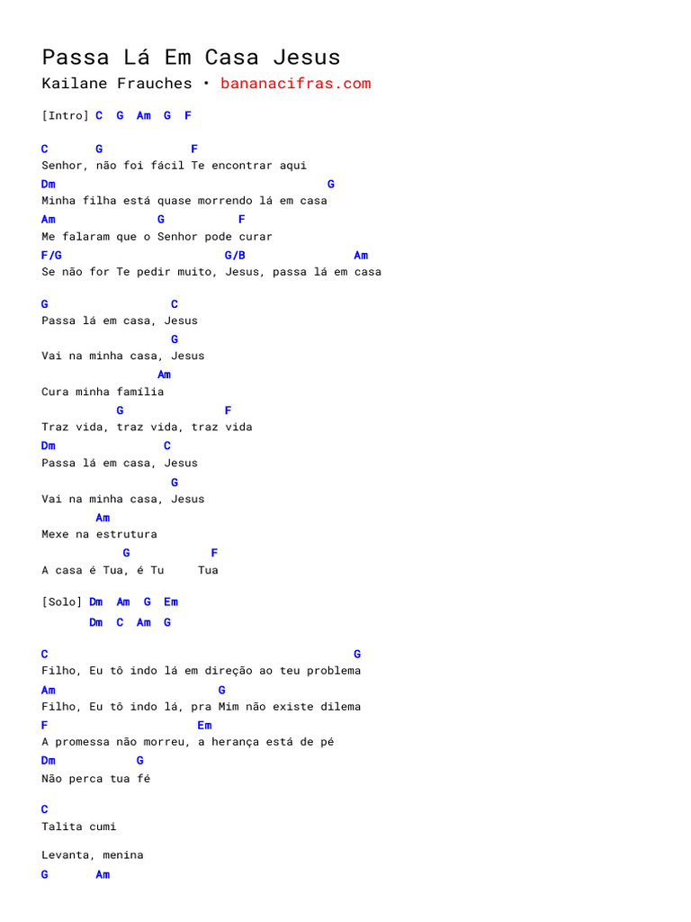 Passa Lá em Casa Jesus CIFRA Kailane Frauches | PDF | Jesus
