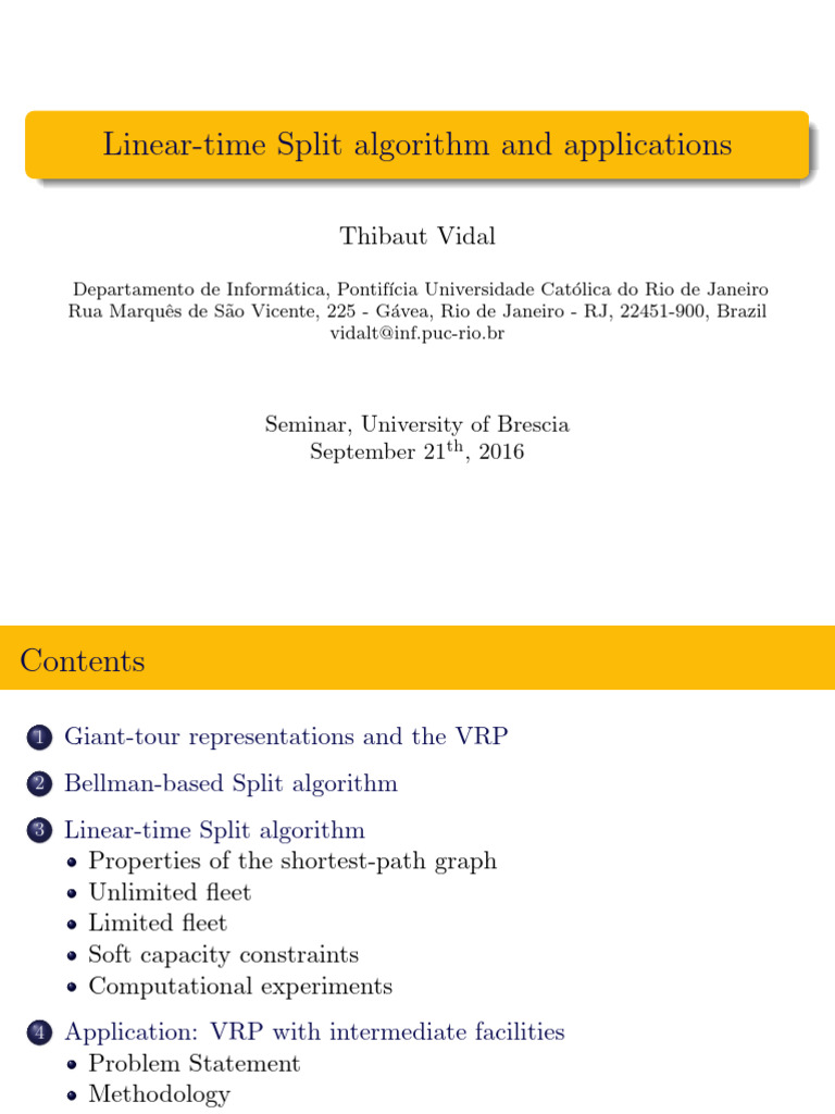2016 Vidal Linear Split | PDF | Computer Science | Theoretical Computer Science