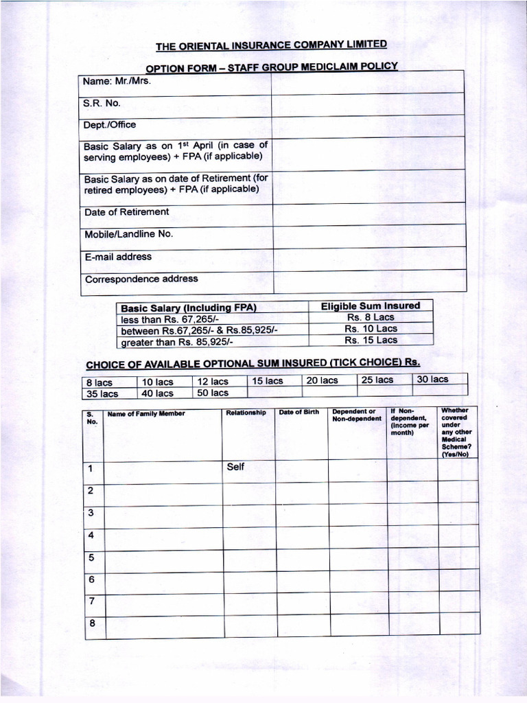 Revised Option Form - Staff GMC Policy | PDF