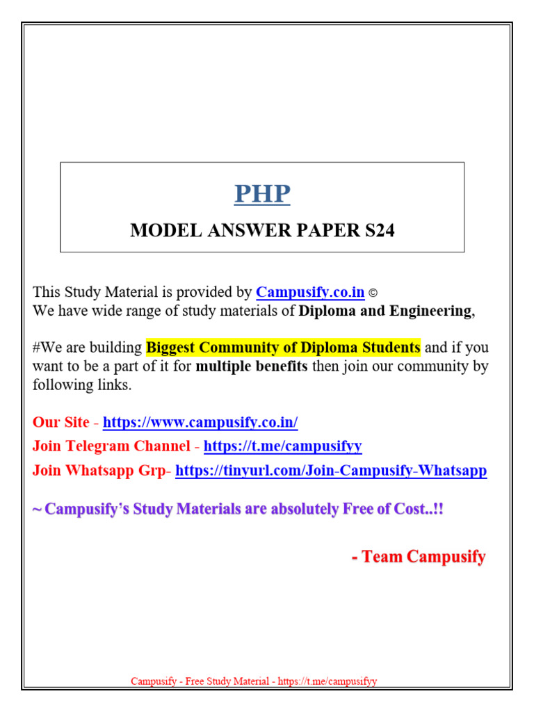 PHP S24 Model Answer Paper | PDF | Class (Computer Programming) | Php
