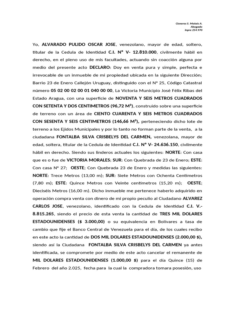 COMPRA VENTA CASA LA CHAPA | PDF | Venezuela