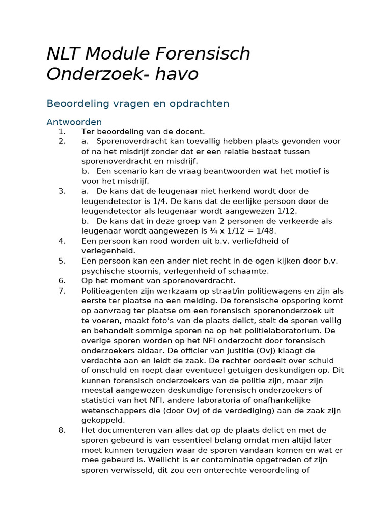 antw-NLT Module Forensisch Onderzoek | PDF