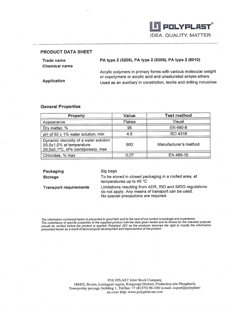 Tds и Msds (Flakes) | PDF