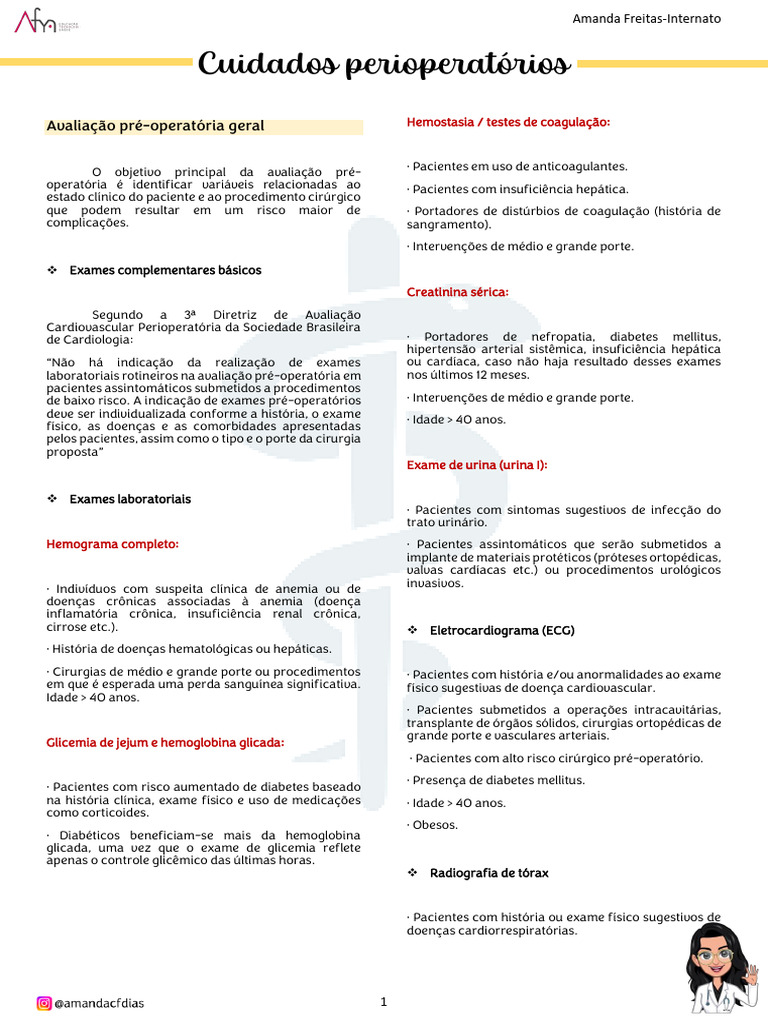 Cuidados perioperatórios (1) | PDF | Diabetes | Coração