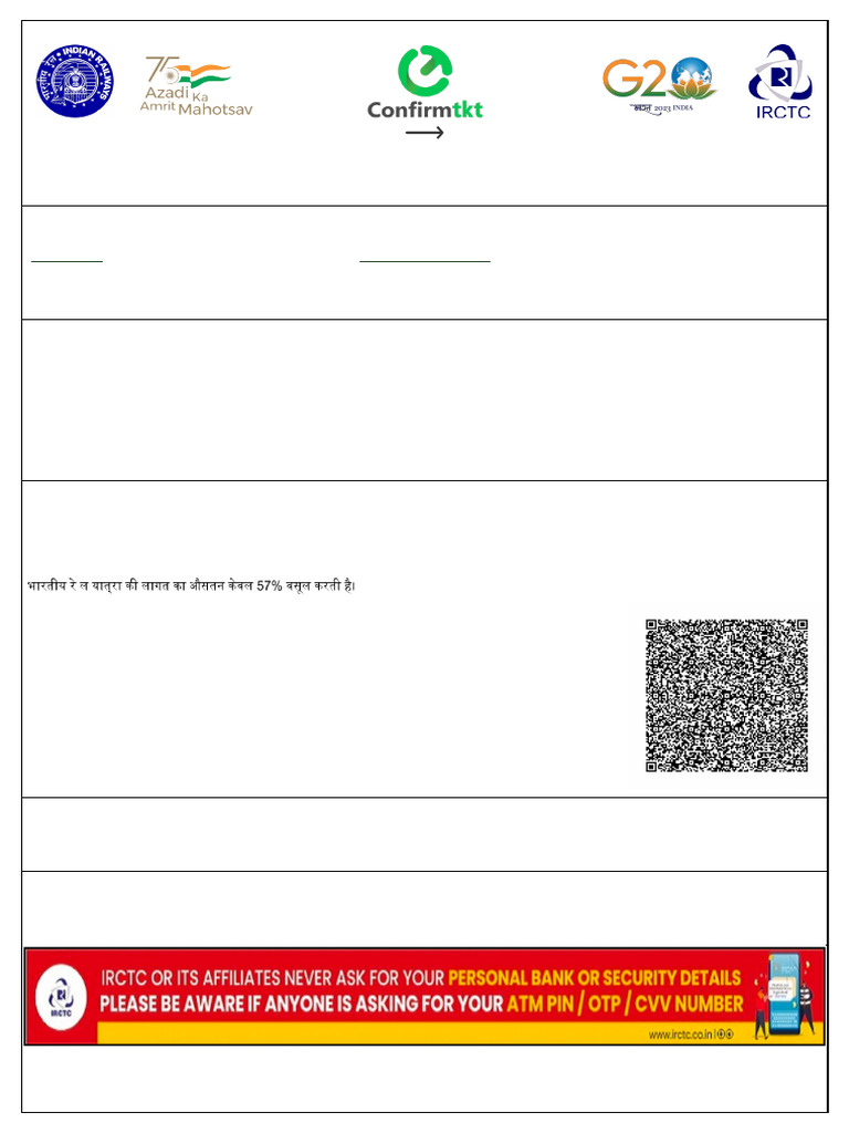 Indian Railways Electronic Reservation Slip | PDF | Identity Document