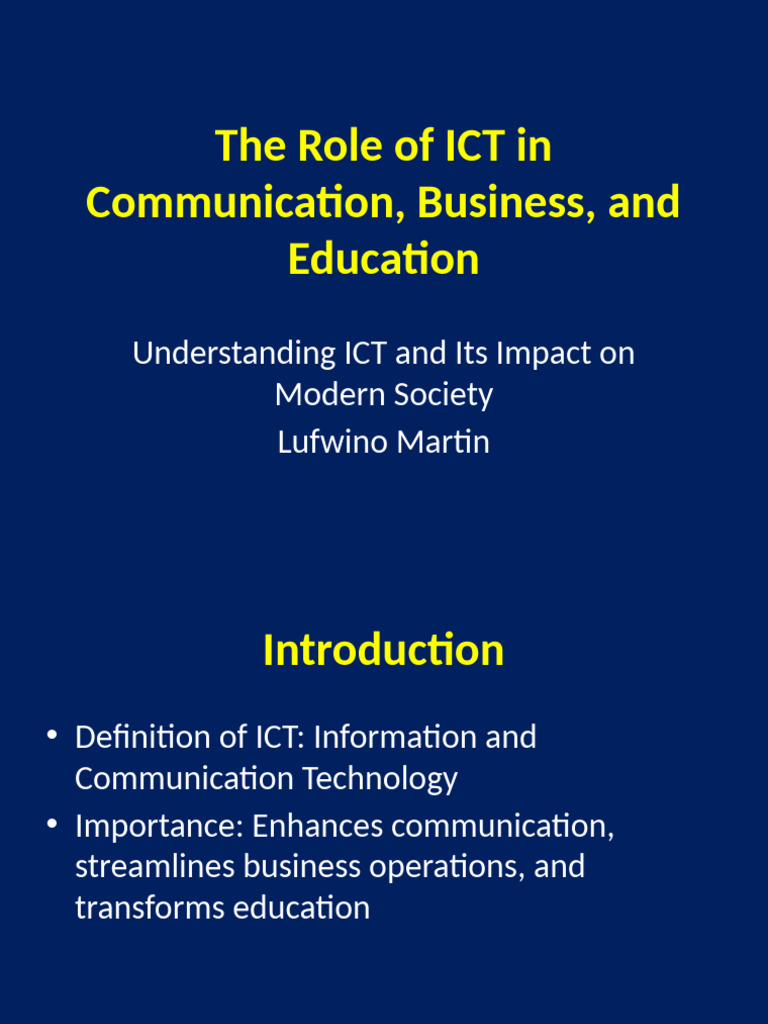 Impact of ICT on Communication, Business, Education | PDF