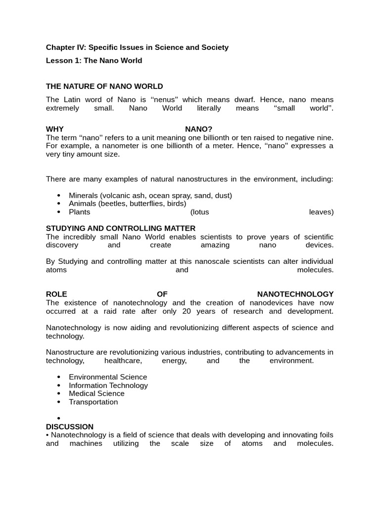 Chapter 4 The Nano World | PDF | Nanotechnology | Scanning Tunneling Microscope