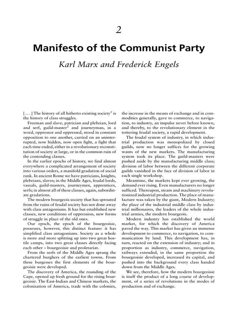 Communist Party Manifesto Summary | PDF | Bourgeoisie | Karl Marx