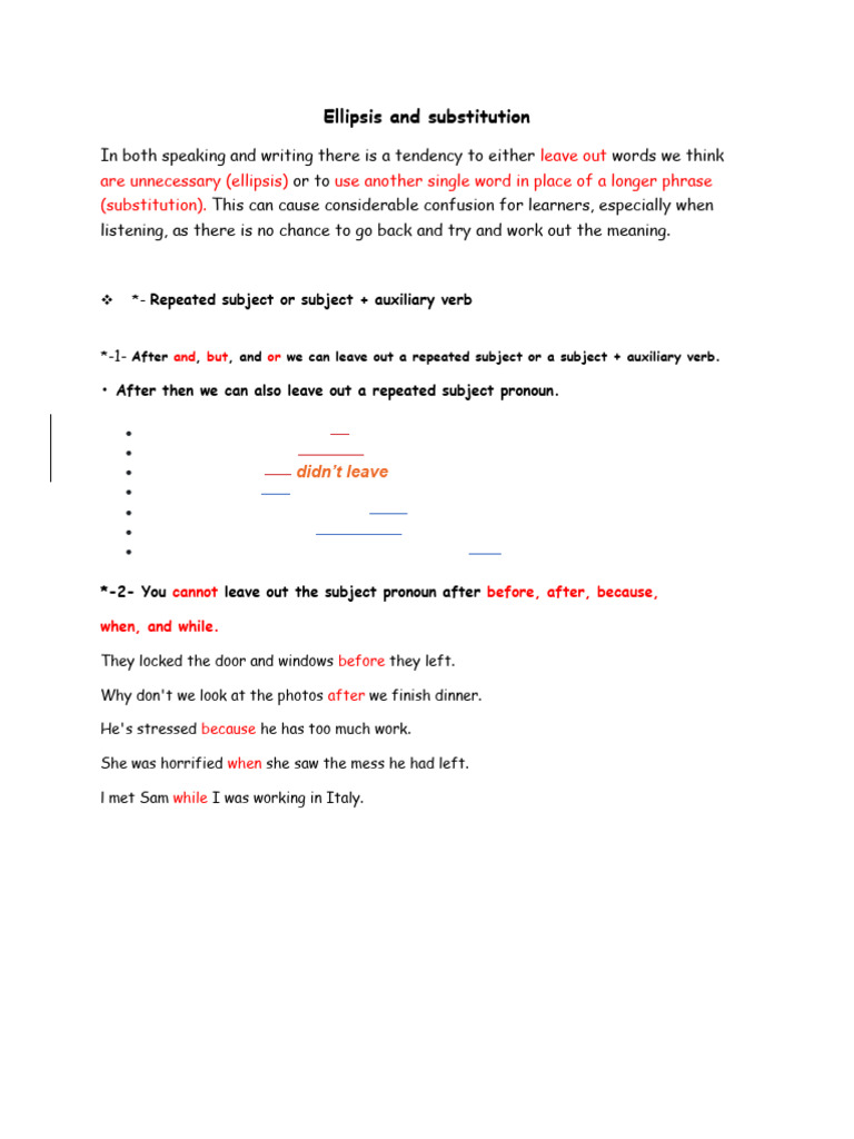 Understanding Ellipsis and Substitution | PDF | Verb | Linguistics