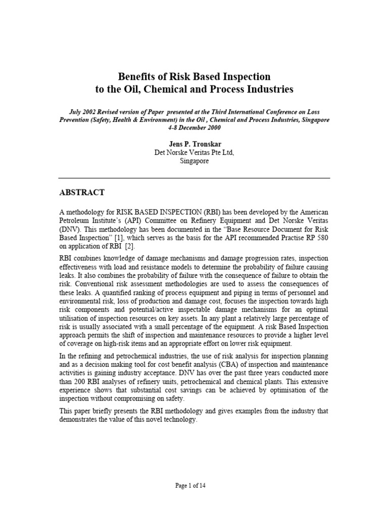 Risk Based Inspection in Refineries | PDF | Risk | Oil Refinery