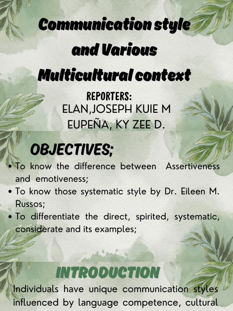 Communication Style and Various Multicultural Context | PDF