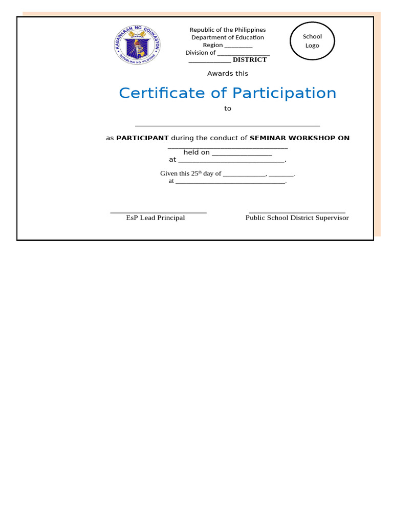 Certificate For ESP Training Workshop | PDF