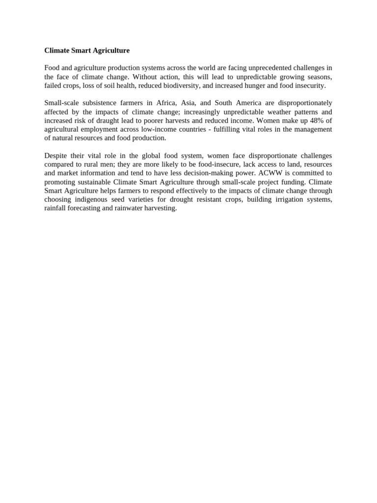 Climate Smart Agriculture Solutions | PDF