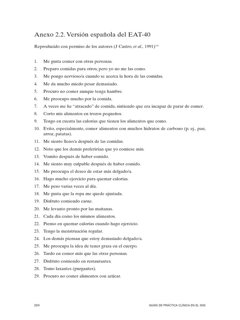 Test TCA | PDF | Desorden alimenticio | Alimentos