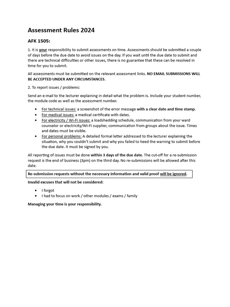 Assessment Rules 2024 | PDF