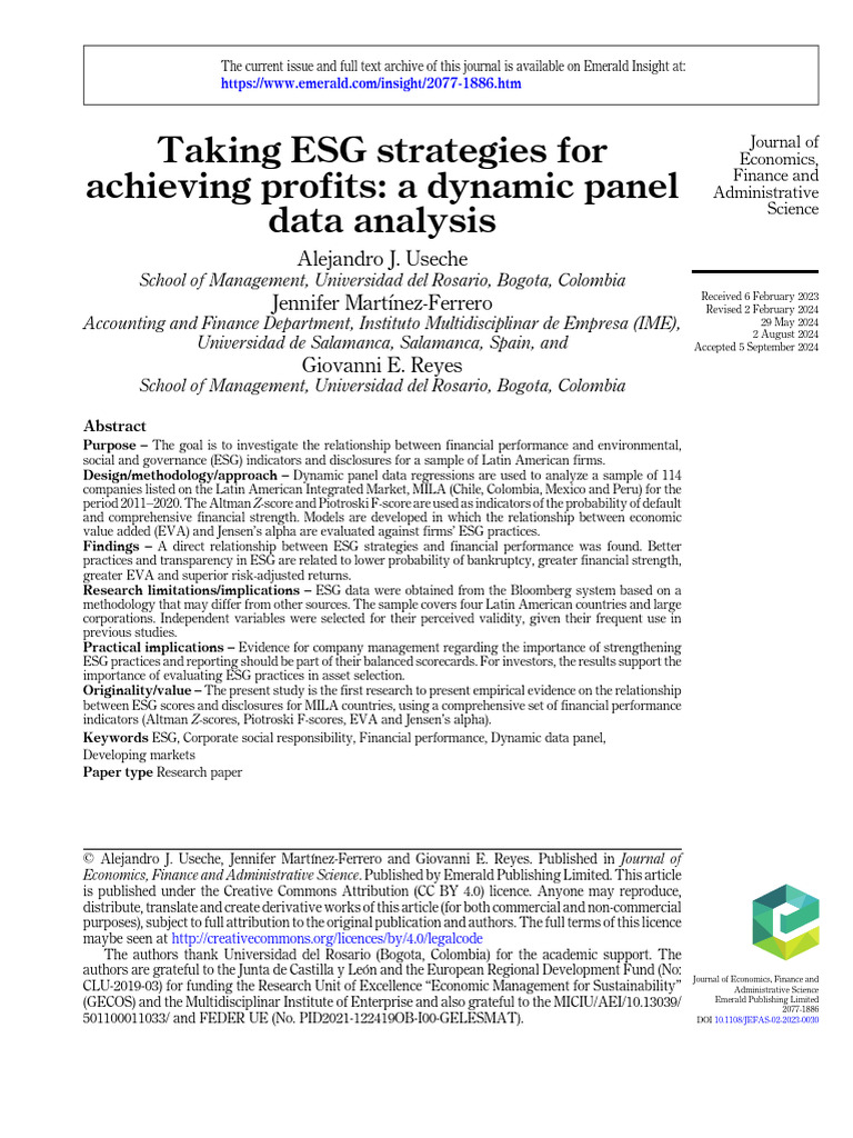 10 1108 - Jefas 02 2023 0030 | PDF | Endogeneity (Econometrics) | Autocorrelation
