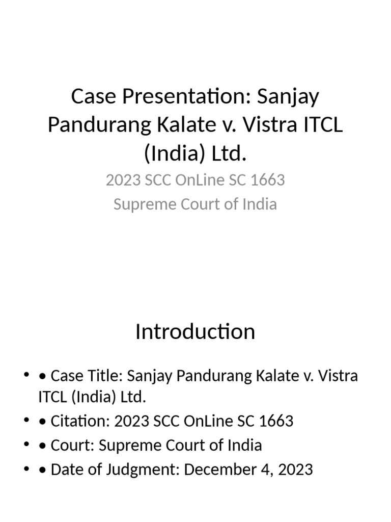 Sanjay Kalate V Vistra ITCL Presentation | PDF