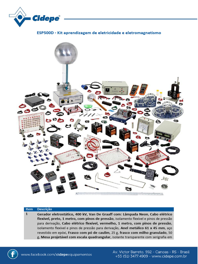 ESP500D - Kit Aprendizagem de Eletricidade e Eletromagnetismo ...