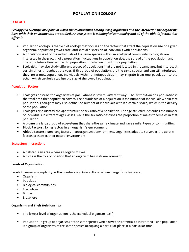 Understanding Population Ecology Basics | PDF | Ecology | Zoology