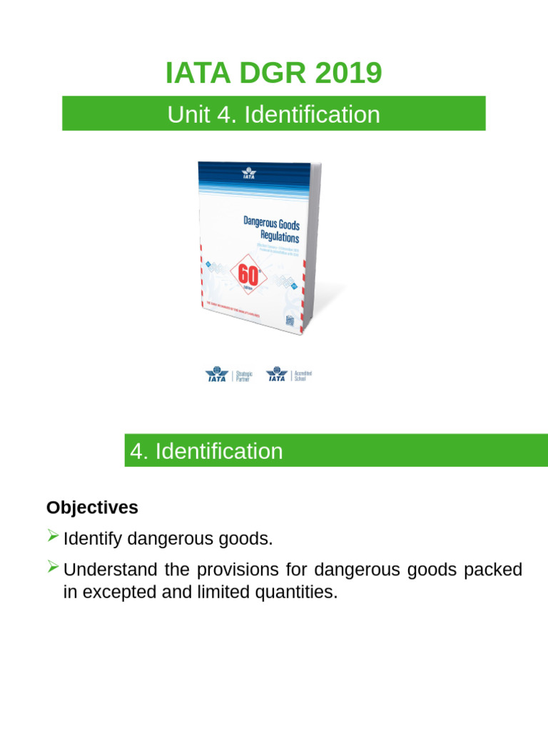 IATA DGR Unit 4 Identification | PDF | Dangerous Goods | Mercury (Element)