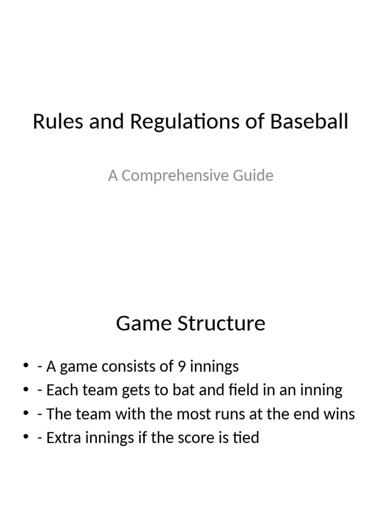 Baseball Rules and Regulations Only | PDF
