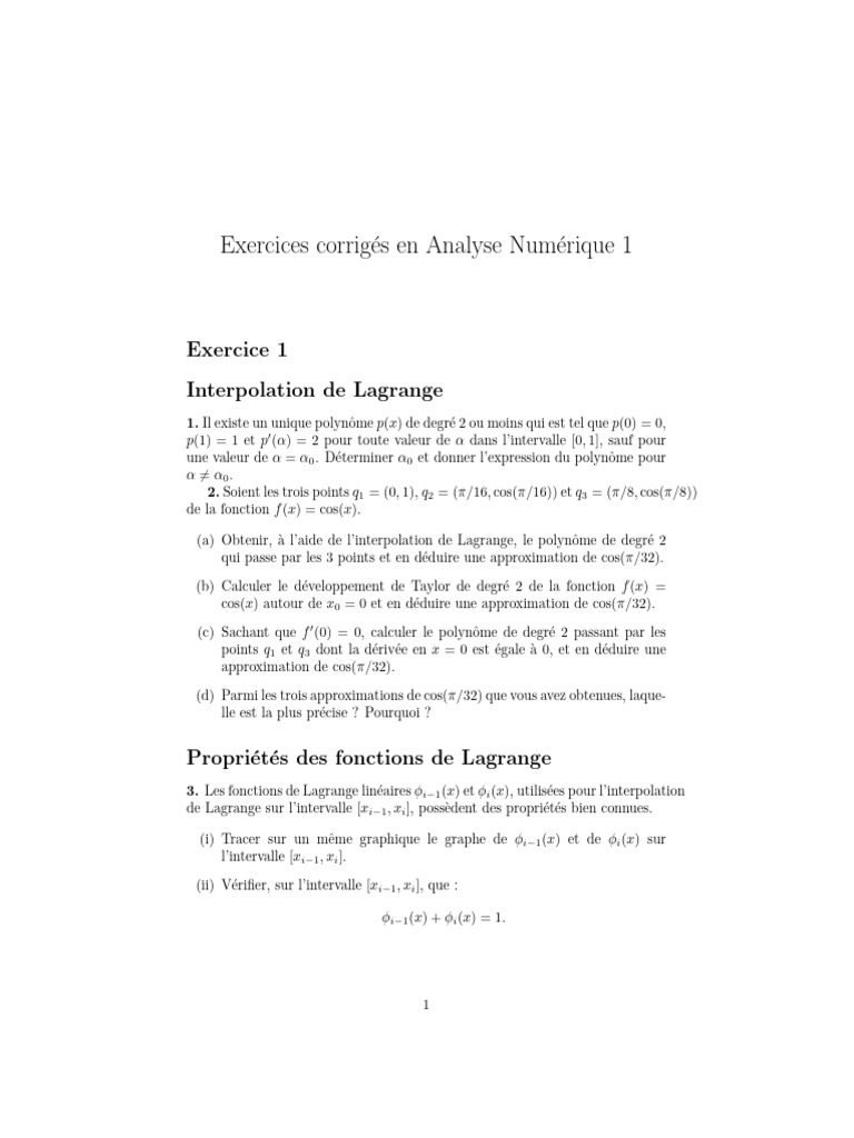 TD An1 | PDF | Matrice (Mathématiques) | Interpolation