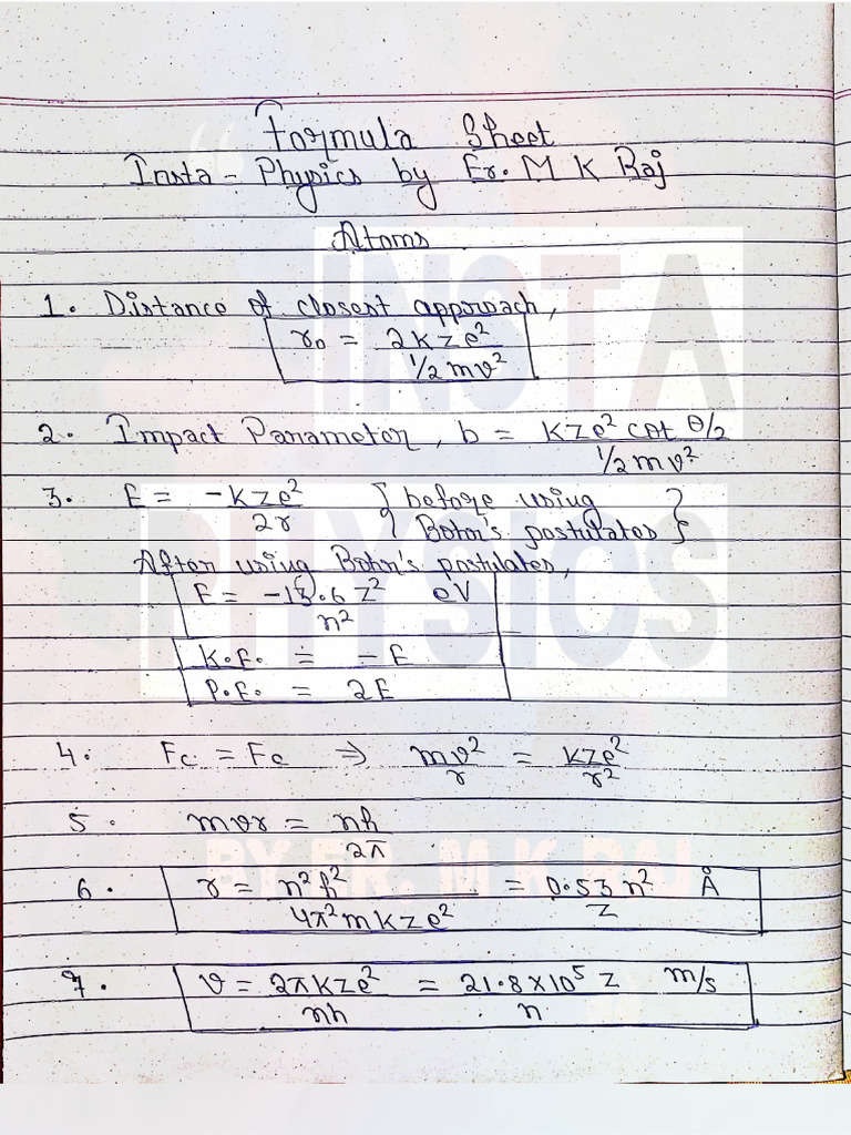 Null-Atoms Formula Sheet-Watermarked | PDF