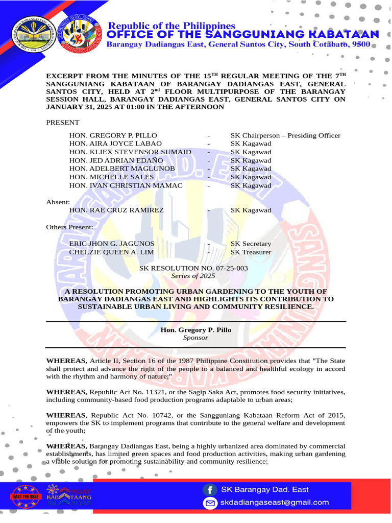 SK RESOLUTION 07-25-003 S. 2025 | PDF | Natural Environment