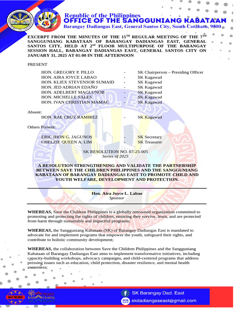 SK RESOLUTION 07-25-005 S. 2025 | PDF