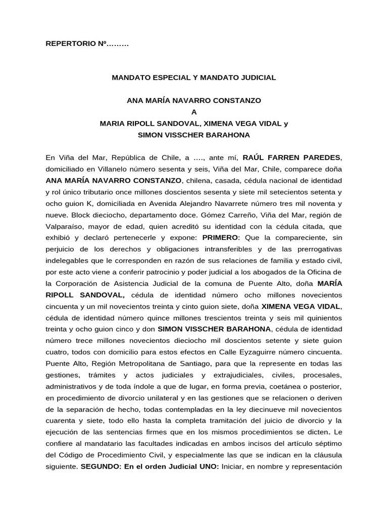Mandato DIV (Puente Alto) ANA MARÍA NAVARRO | PDF | Divorcio