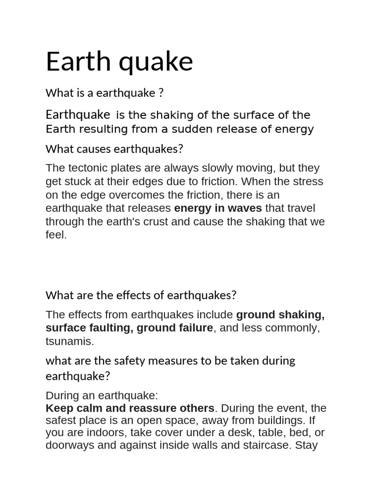 Understanding Earthquakes and Safety | PDF