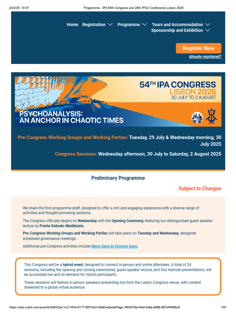 Trauma Healing at IPA Congress 2025 | PDF | Psychoanalysis | Psychotherapy
