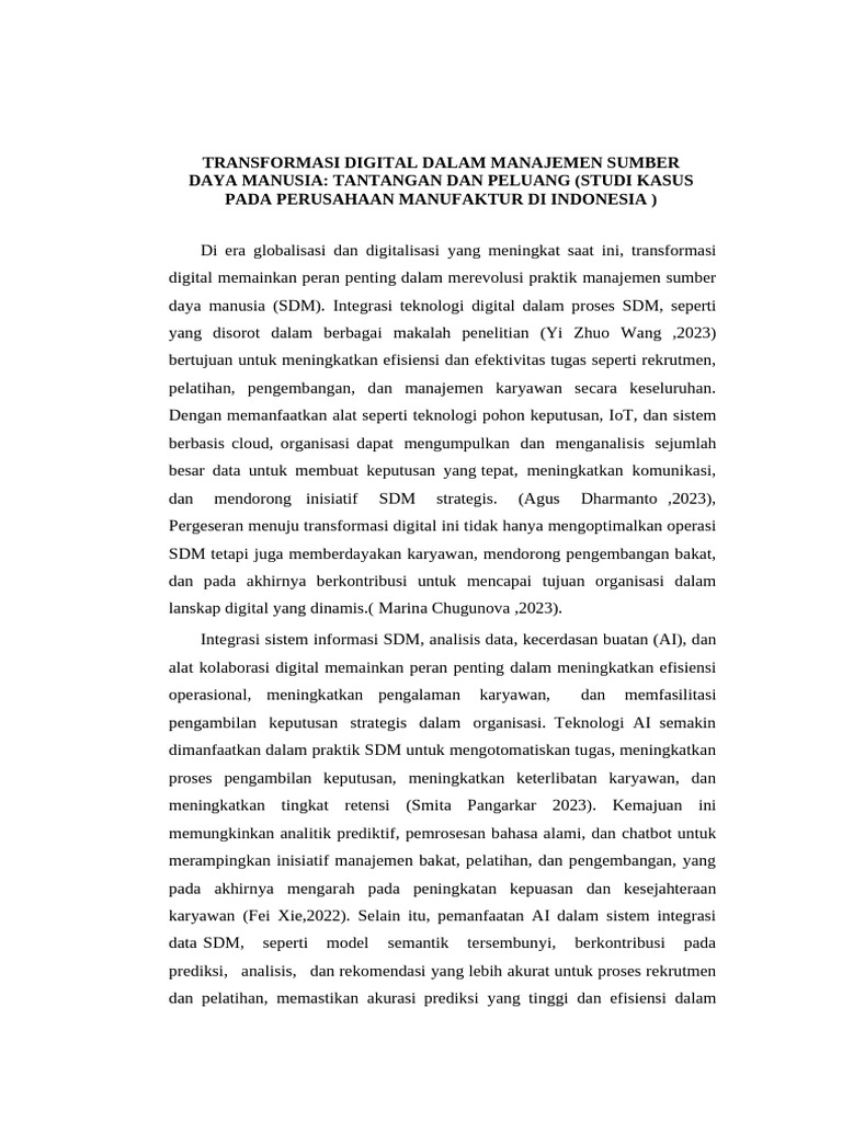 Transformasi Digital Dalam Manajemen Sumber Daya Manusia | PDF