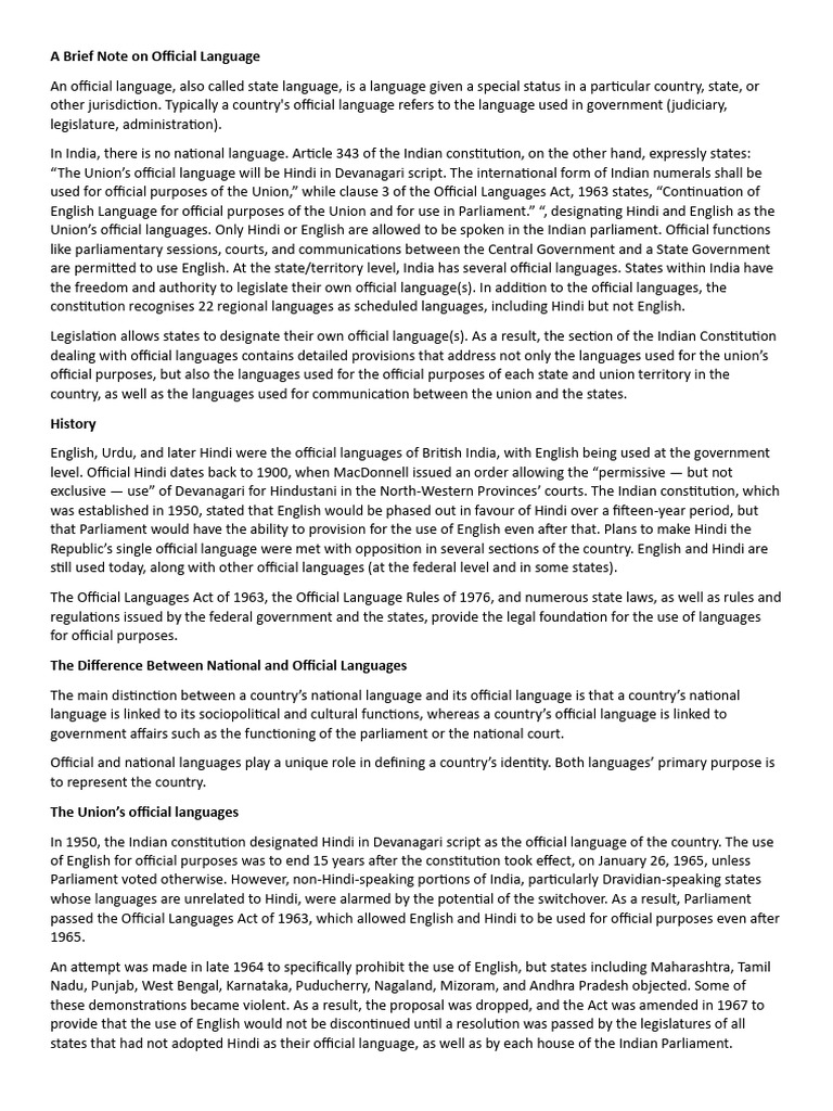 Understanding India's Official Languages | PDF | Government | Justice