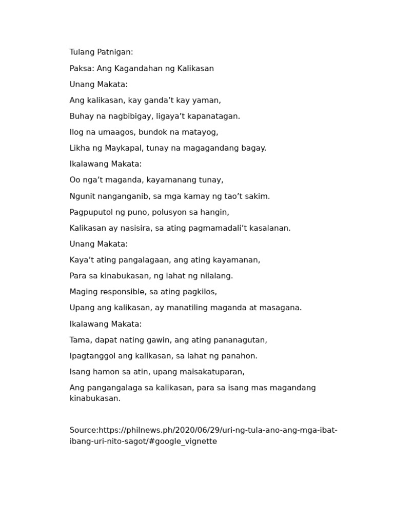 Filipino Tulang Patnigan | PDF