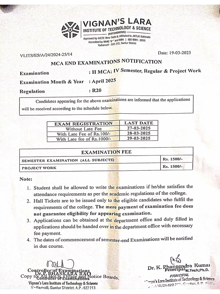 II MCA - IV SEM Regular Fee | PDF