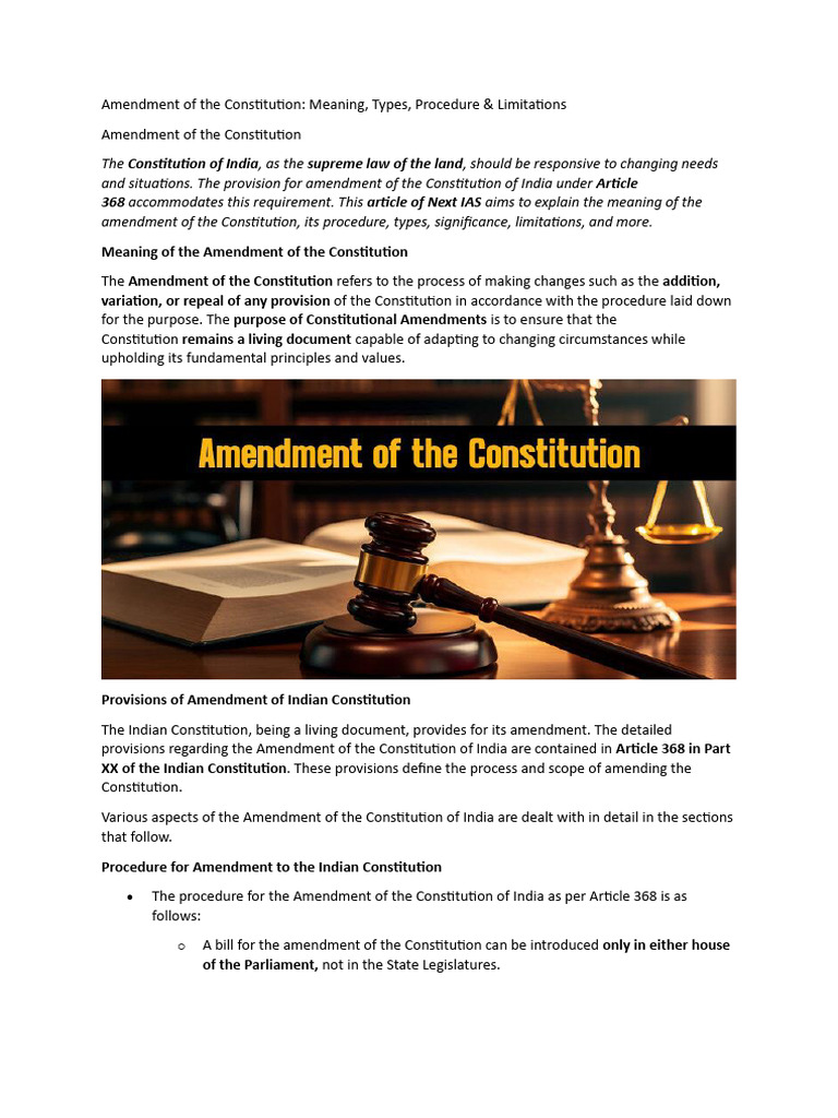 Amendment of The Constitution | PDF | Constitutional Amendment ...