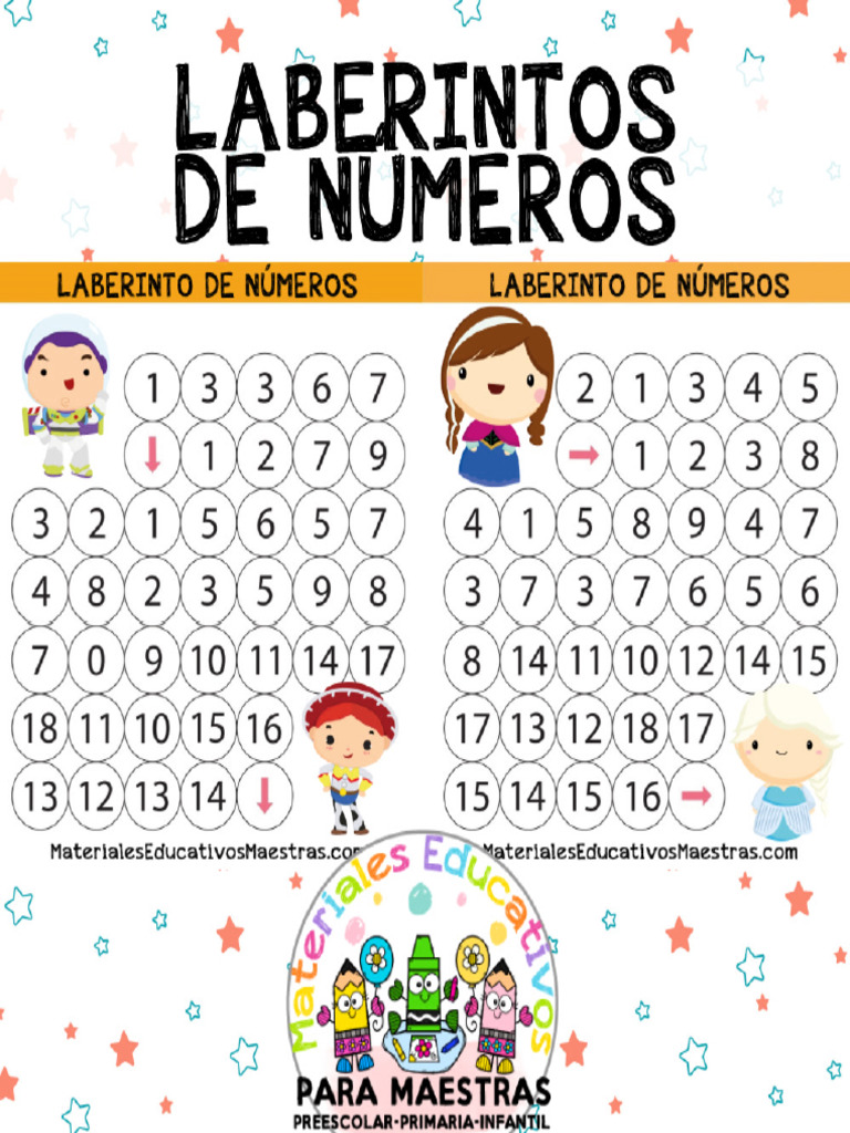 Laberintos de Números Por Materiales Educativos Maestras | PDF