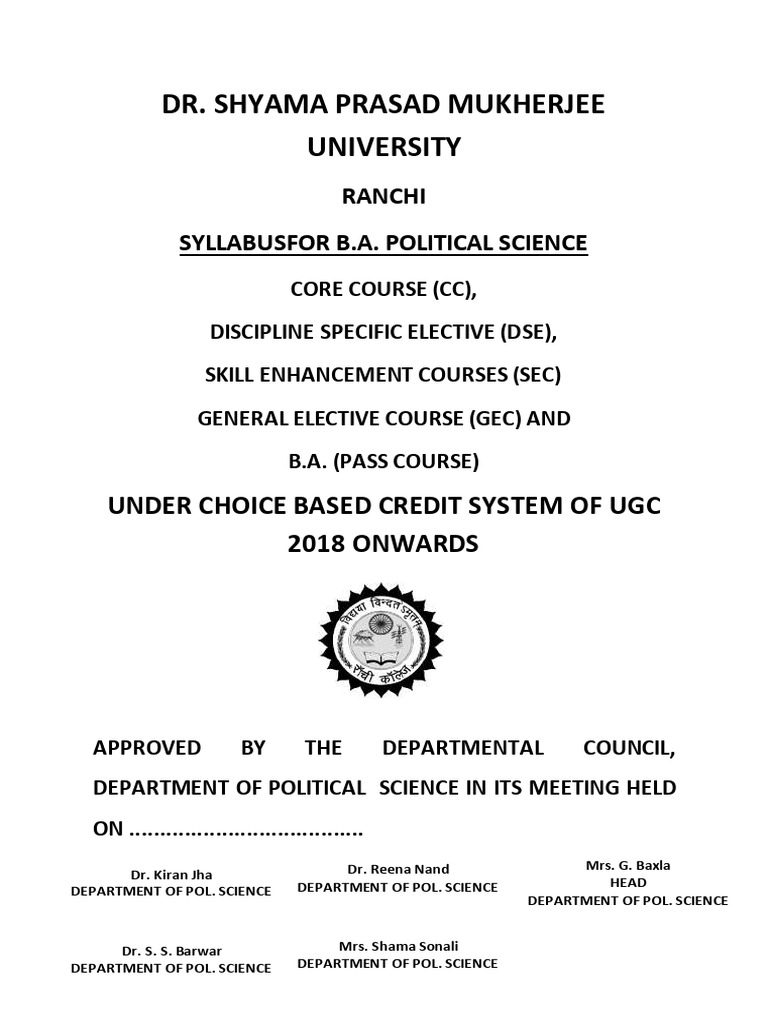 B.A. Political Science Syllabus 2018 | PDF | Bachelor Of Arts ...
