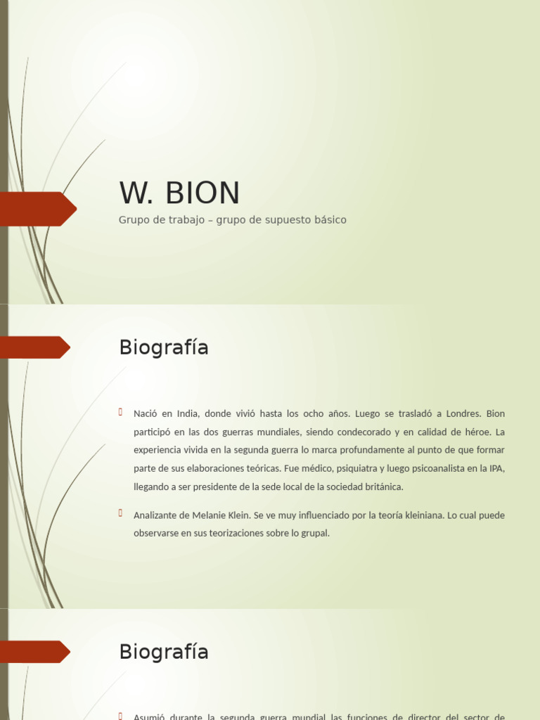 Supuestos Básicos en la Teoría de Bion | PDF | Psicoanálisis ...