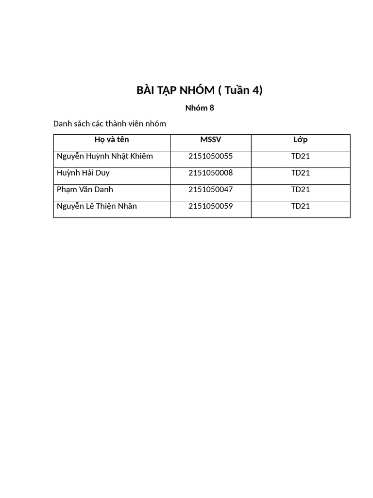 DLDKMT - BT4 - Nhóm 8 | PDF
